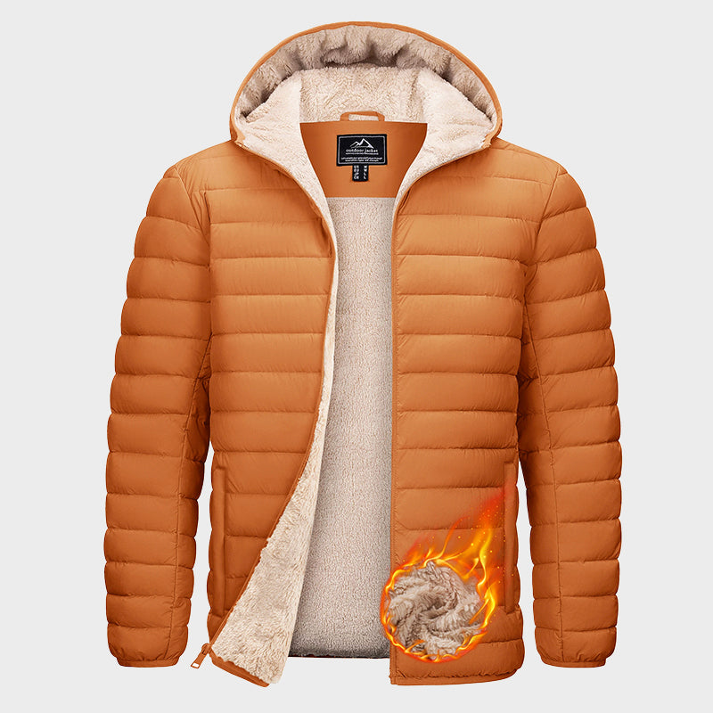 Men’s Water-Resistant Puffer Jacket with Sherpa Fleece Interior – Avxnue